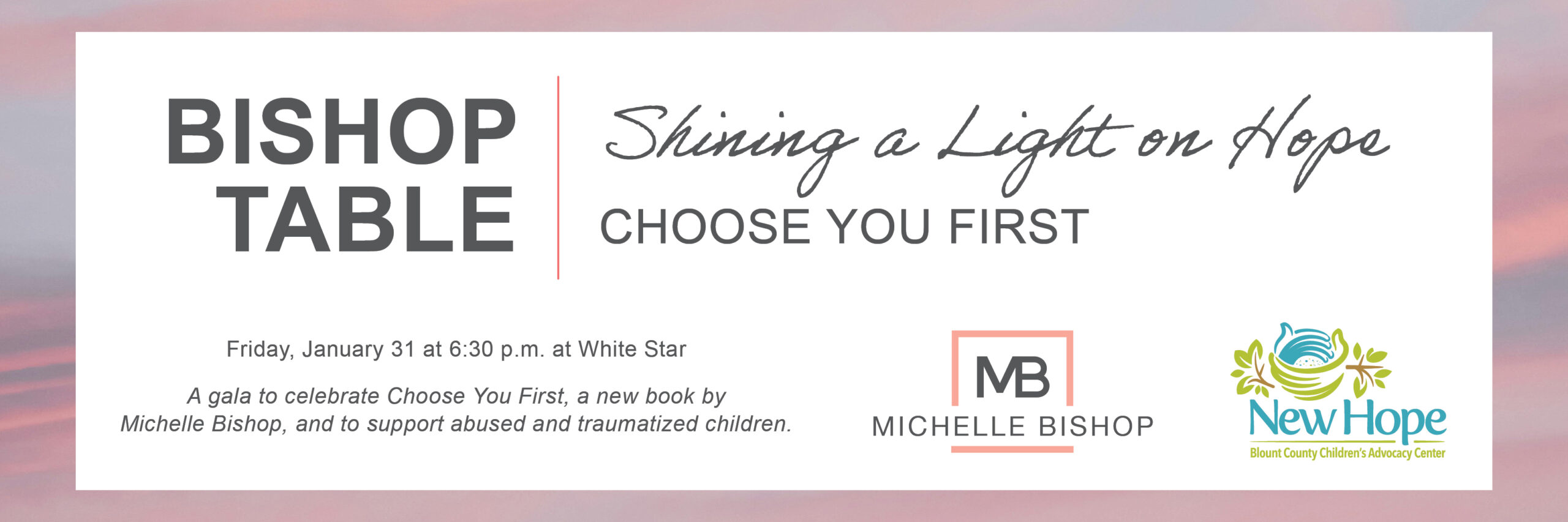 Michelle Bishop Announces Inspiring Gala Event - www.blountpartnership.com